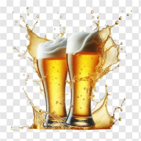 흰색 배경에 분리된 스플래시가 있는 두 개의 맥주잔 흰색 배경에 맥주 스플래시가 분리된 두 개의 맥주잔 맥주잔 맥주 튀김 Png 일러스트 및 이미지 에 대한 무료