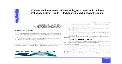 Database Design And The Reality Of Normalisation · Database Design And The Reality Of