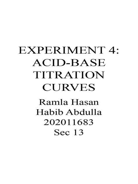Chemy102 Exp4 Lab Report Pdf Acid Chemistry