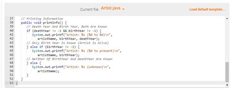 Solved Current File Artistjava Load Default Template