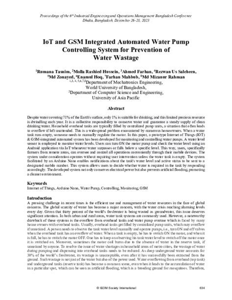 Pdf Iot And Gsm Integrated Automated Water Pump Controlling System For Prevention Of Water