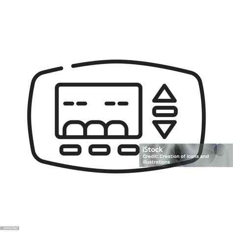 흰색 배경에 집 검은 선 아이콘을 가열하기위한 온도 조절기 집안의 열을 유지합니다 웹 페이지 모바일 앱 프로모션에 대한 픽토그램 Ui Ux Gui 디자인 요소입니다 편집