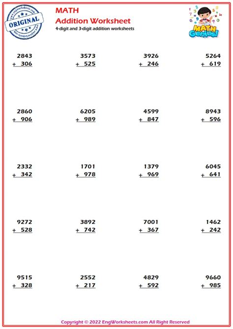 4 Digit And 3 Digit Addition Worksheets Worksheets And Exercise