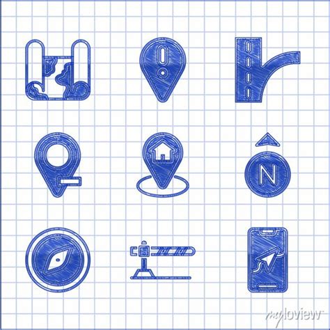 Set Location With House Parking Car Barrier City Map Navigation • Wall Stickers Cartography