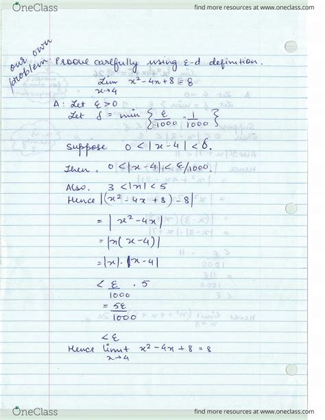 proving limits with epsilon delta definition oneclass