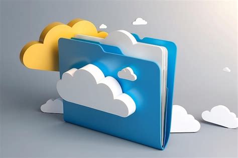 File Folders Document With Cloud Computing Technology Symbol Online Data Storage For Business