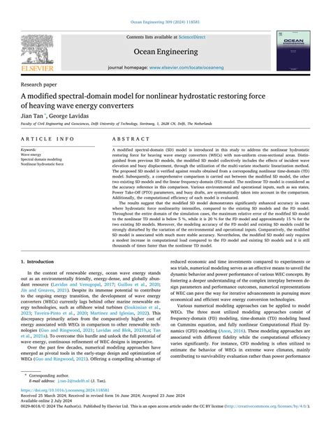 Pdf A Modified Spectral Domain Model For Nonlinear Hydrostatic