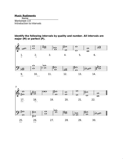 Interval Worksheets How To Identify Intervals On The Staff Quickly