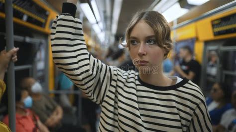 Teenage Girl In A Subway Train Stock Footage Video Of Girl Metro