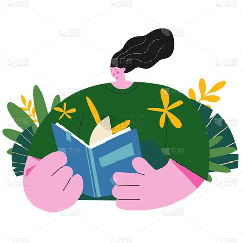 扁平夸张风矢量人物插画 看书