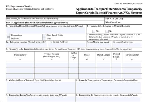 Atf Form 532020 Firearm Transport Application