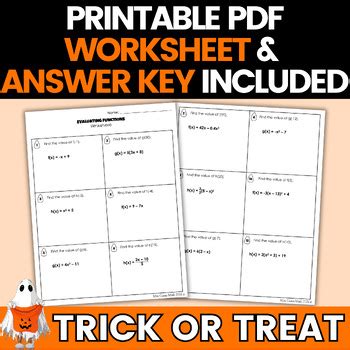 Function Notation Evaluating Functions Halloween Math Digital Activity Worksheet