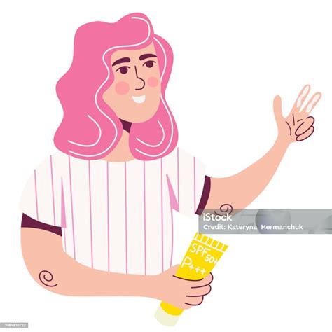 얼굴에 자외선 차단제 크림을 바르는 여성 아침 스킨케어 루틴 태양 보호 개념 벡터 그림입니다 건강한 생활방식에 대한 스톡 벡터 아트 및 기타 이미지 Istock