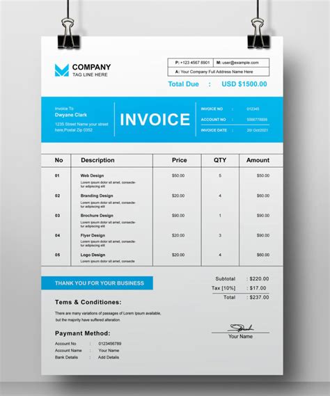 Best Invoice Templates For Illustrator Brandpacks