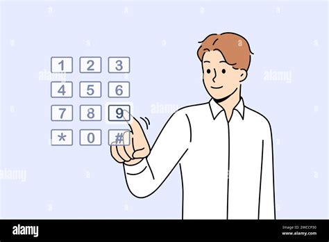 Business Man Enters Password Gain Access To Confidential Data By Clicking On Buttons On Virtual