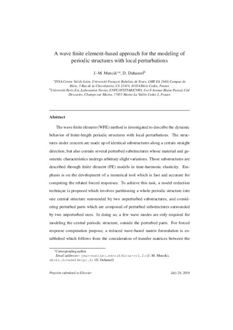 pdf a wave finite element based approach for the modeling of periodic