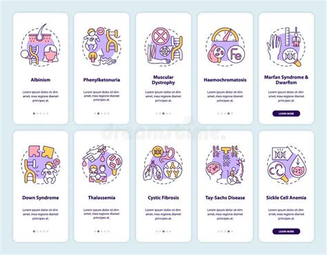 Genetic Disease Onboarding Mobile App Page Screen With Concepts Stock Vector Illustration Of