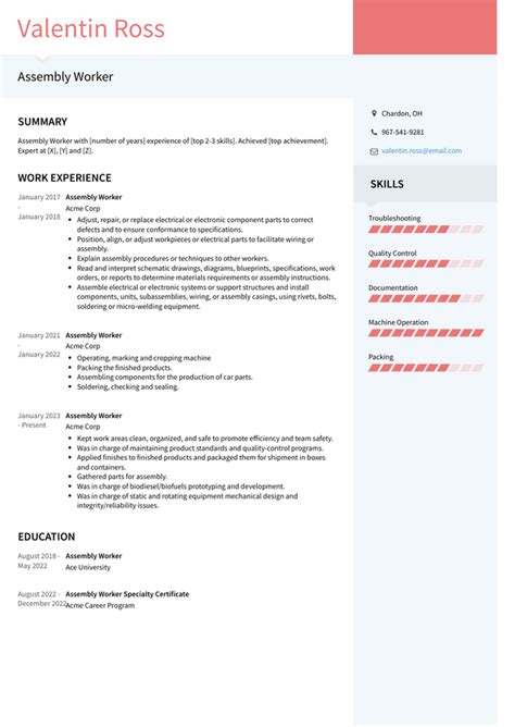 Best Assembly Worker Resume Examples That Land Jobs Best Assembly Worker Resume Examples That Land Jobs