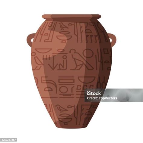 이집트 플랫 스타일 벡터 일러스트의 이집트 클레이 꽃병 기호 흰색 배경에 가구에 대한 스톡 벡터 아트 및 기타 이미지 가구 고대 문명 고대의 Istock