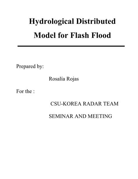 Pdf Hydrological Distributed Model For Flash Floodpierreceoldprojectslinkfilesradar
