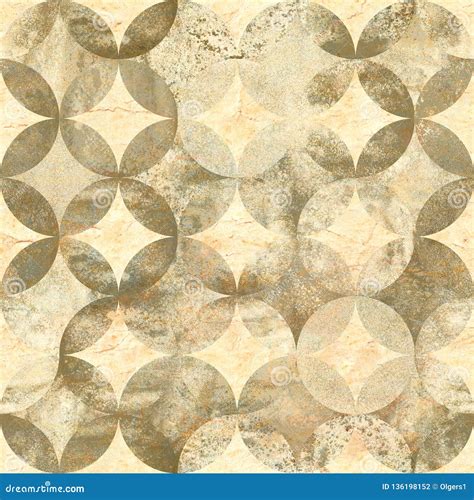 Abstract Grunge Sepia Watercolor Seamless Pattern With Overlapping