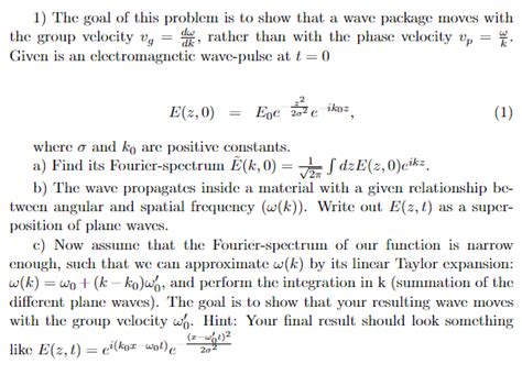 Solved The Goal Of This Problem Is To Show That A Wave Chegg Com
