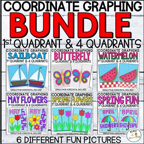 Spring Coordinate Plane Graphing Mystery Pictures Bundle Math Printable Made By Teachers
