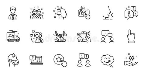 outline set of couple click hand and freezing line icons for web