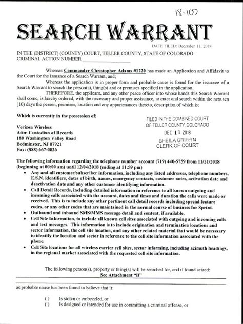 Search Warrant Kelsey Berreth Cell Phone