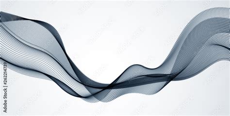 3d particles mesh array sound wave flowing round points vector effect