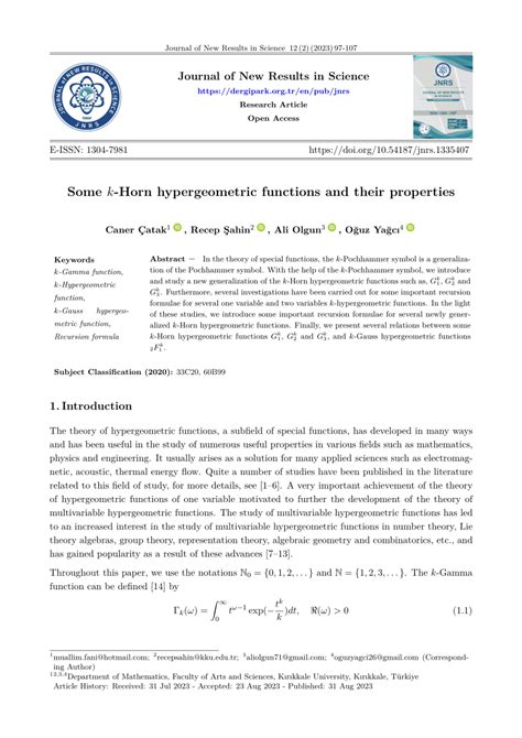 Pdf Some K Horn Hypergeometric Functions And Its Properties