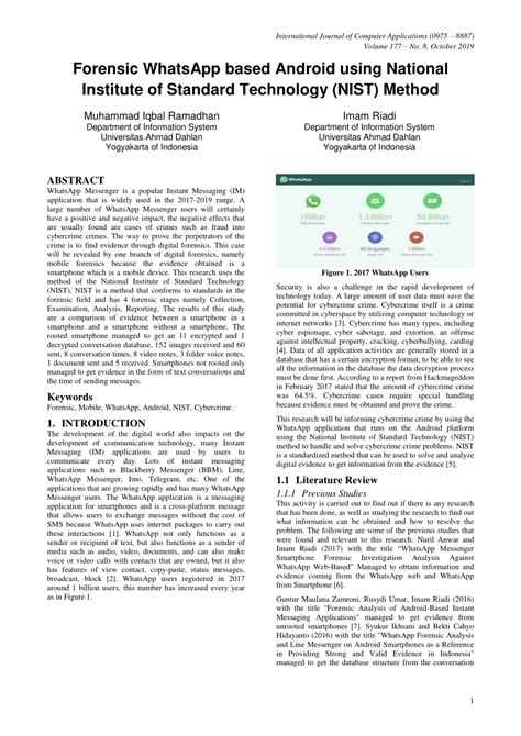 Pdf Forensic Whatsapp Based Android Using National Institute Of