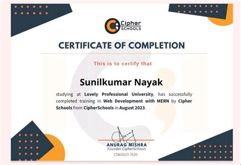 Sunil Kumar Nayak On Linkedin Cipherschools Webdevelopment Codingisfun Lpu Learningoriented