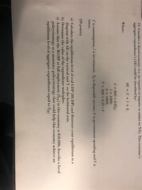 Solved Consider A Closed Economy I E No Exports Or Chegg