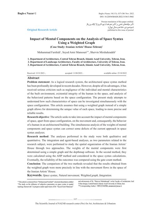Pdf Impact Of Mental Components On The Analysis Of Space Syntax Using