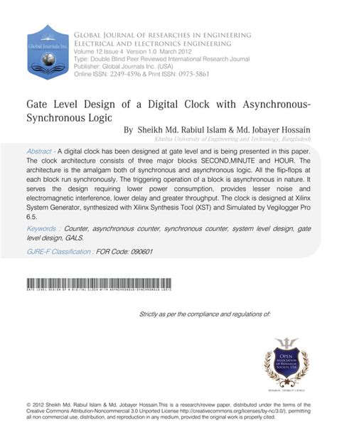 Gate Level Design Of A Digital Clock Pdf