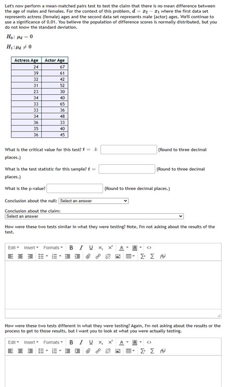 Solved Lets Now Perform A Mean Matched Pairs Test To Test