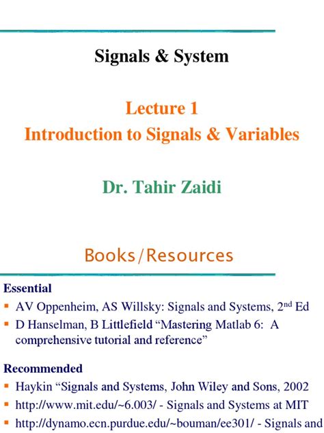 Signals And System Introduction To Signals And Variables Download Free Pdf Discrete Time And