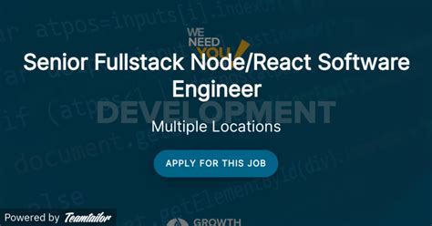 senior fullstack node reactjs software engineer growth acceleration