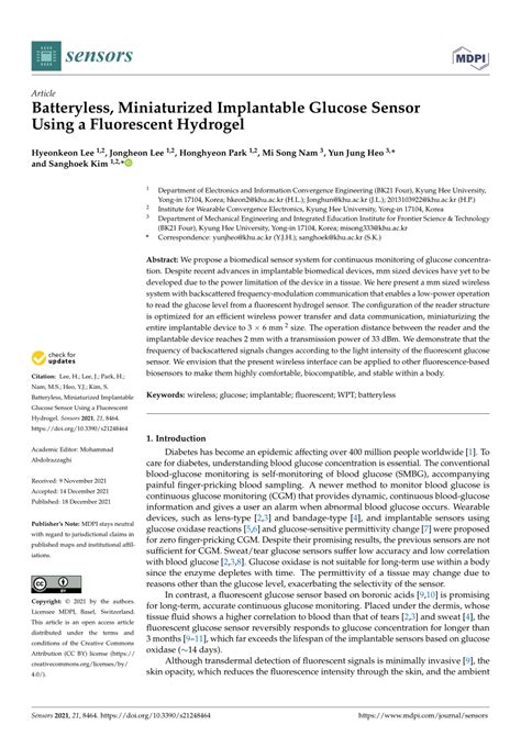 Pdf Batteryless Miniaturized Implantable Glucose Sensor Using A Fluorescent Hydrogel