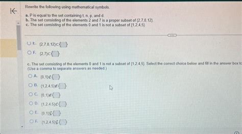 solved rewrite the following using mathematical symbols a