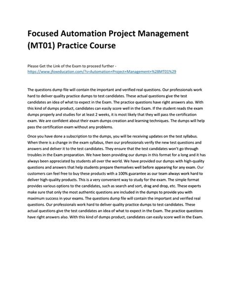 Ppt Focused Automation Project Management Mt01 Practice Course