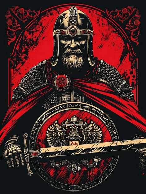 Premium Photo Russian Warrior Portrait With Kievan Helmet And Chainmail Ho Tshirt Tattoo Print