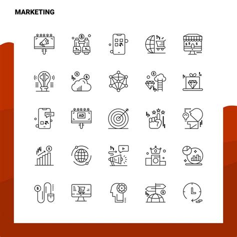 Set Of Marketing Line Icon Set 25 Icons Vector Minimalism Style Design