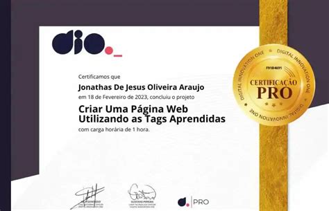 Curso Finalizado Jonathas Araujo HTML JavaScript CSS DIO
