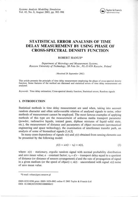 pdf statistical error analysis of time delay measurement by using