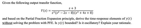 solved given the following output transfer function
