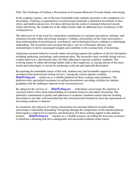 Dissertation Report On Consumer Behavior Towards Online Advertising Pdf Consumer Behaviour