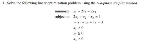 Solved Solve The Following Linear Optimization Problem Chegg