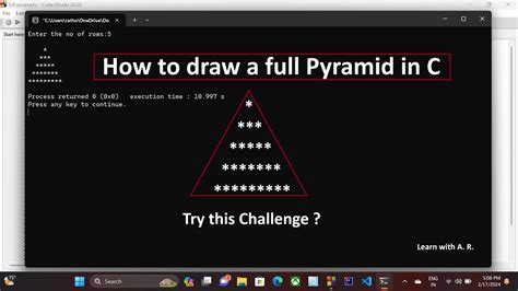 Wap For Full Pyramid In C Cprogramming Youtube